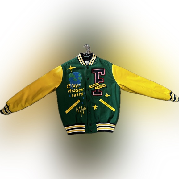 First Row | Jackets & Coats | Yellow And Green Varsity Jacket Unisex ...